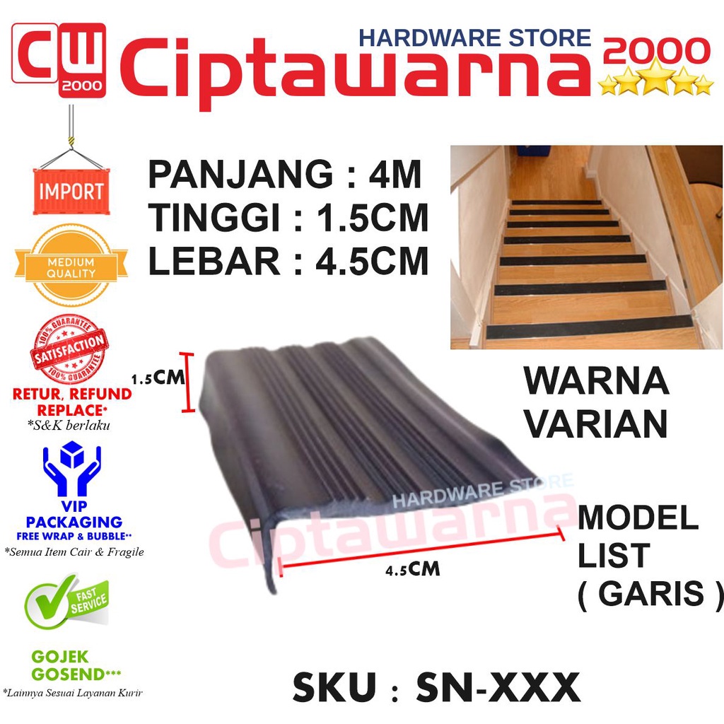Jual Step Nosing stepnosing Karet Tangga lapisan pijakan tangga anti ...