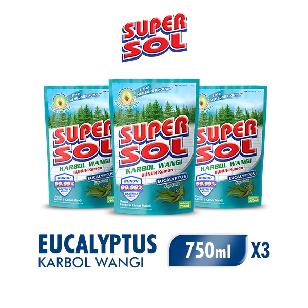 Jual Supersol Pembersih Lantai Karbol Eucalyptus Pouch 750 ml x3 ...
