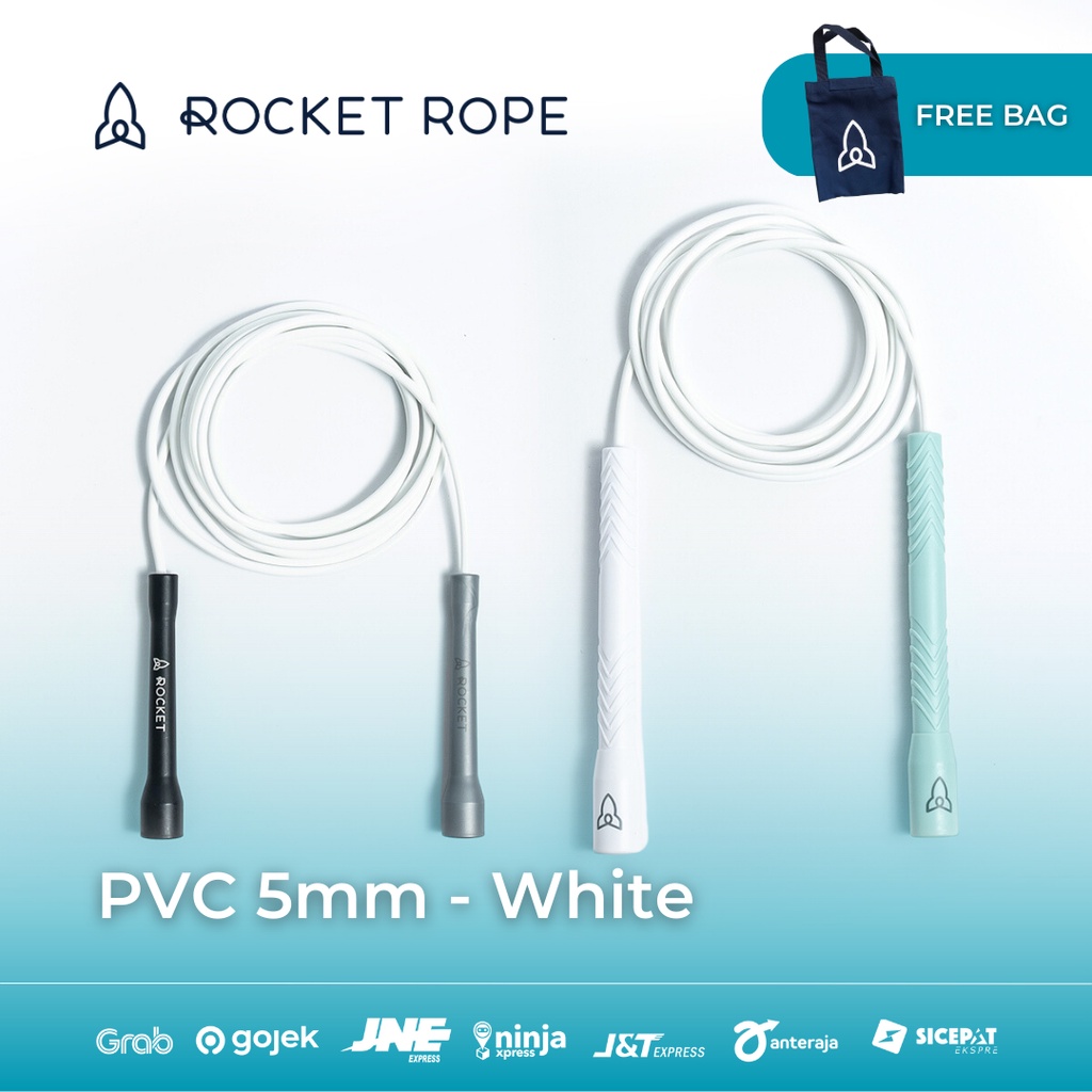 Jual [ROCKET ROPE] WHITE PVC Speed Rope 5mm Short Handle Long Handle ...