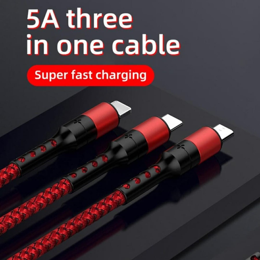 Jual 5A kabel 3in1 fast charging 3in1 cable data transfer kabel ...
