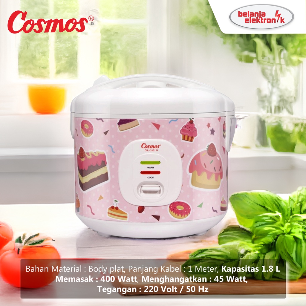 Jual COSMOS CRJ-3301 NC Rice Cooker 1.8 Ltr Magic Com 2In1 Motif Cake ...