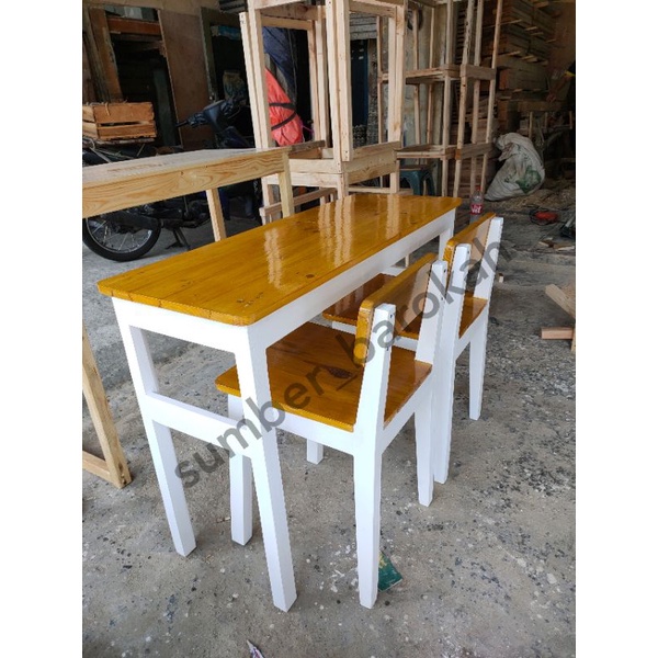 Jual (059). set meja makan, meja cafe, meja dinding 2kursi kayu jati belanda | Shopee Indonesia