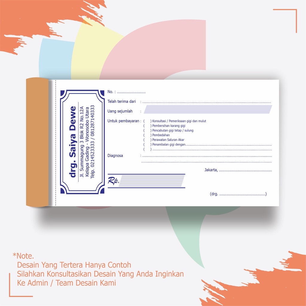 Jual Nota custom kwitansi 3 ply 1/3 folio buku nota penjualan surat ...