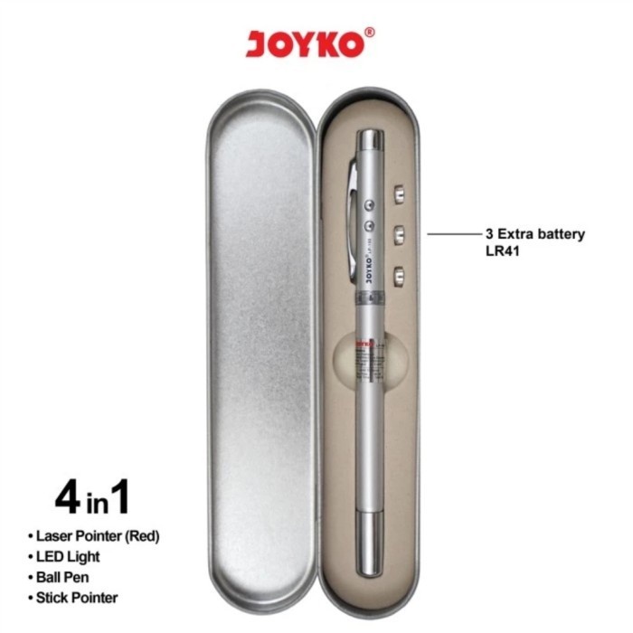Jual Joyko LP-100 Ball Pen Laser Pointer 4 In 1 Laser Senter Pulpen LP ...