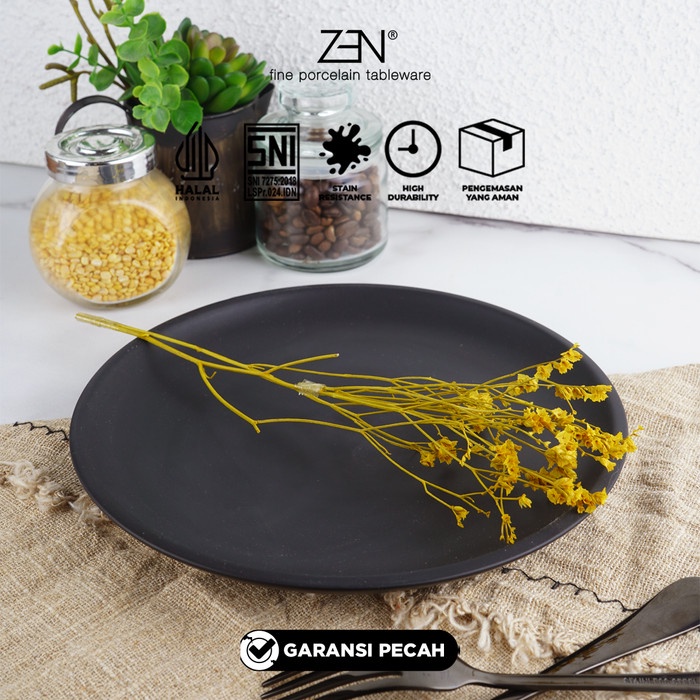 Jual ZEN Piring Keramik Hitam Piring Salad Matte Black Diameter 21 cm ...