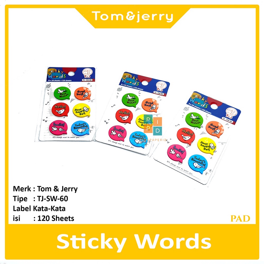 Jual TOM & JERRY - Labels Sticker Words SW 60 - Sticker Kertas - Pad ...