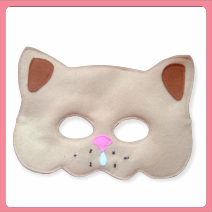 Jual Topeng Animal Cat Hewan Kucing Cream Mask Felt Kostum Pesta Drama ...