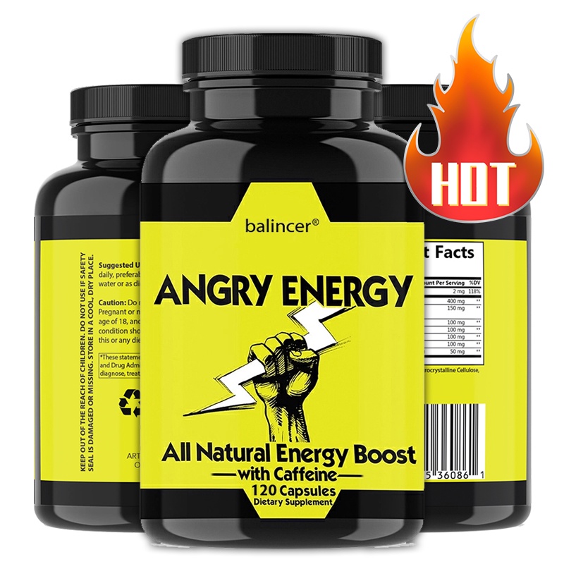 Jual 【EXP：11/2025 】 Angry Energy Caffeine Capsules, All Natural Non-GMO ...