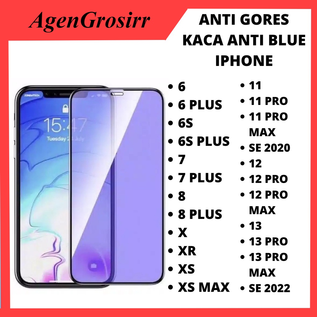 Jual AG- TEMPERED GLASS BLUE LIGHT IPHONE 6 6 PLUS 6S 6S PLUS 7 7 PLUS 8 8 PLUS X XR XS XS MAX ...