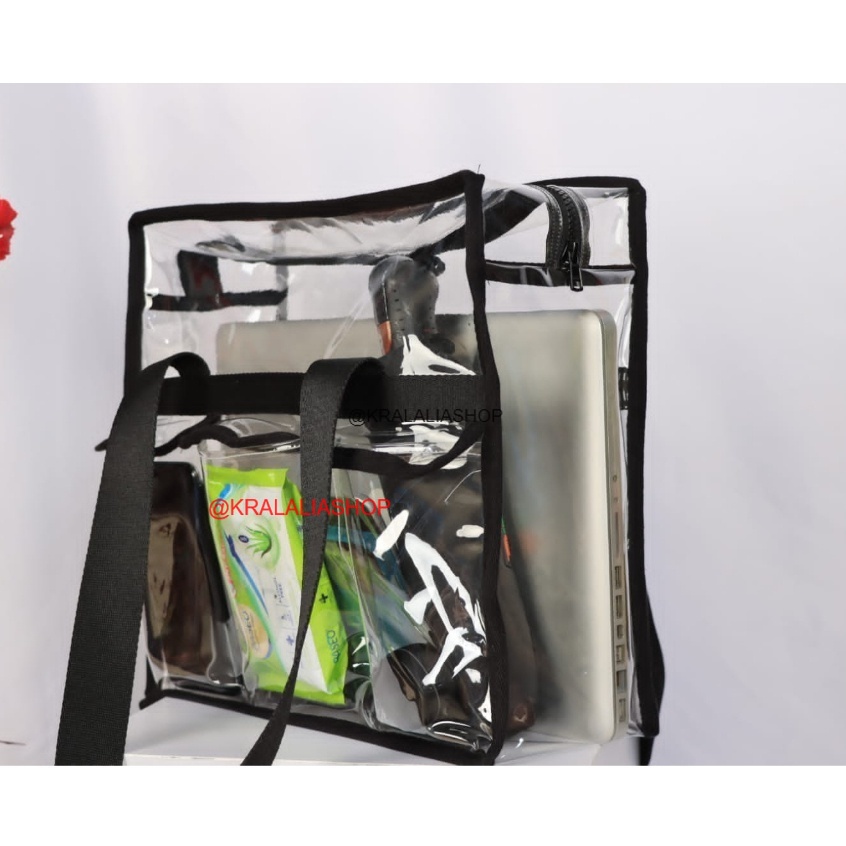 Jual Tas Tote Mika bening PVC Transparan tebal premium awet tas laptop ...