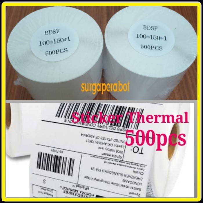 Jual Kertas Sticker Thermal Label Barcode 500 pcs 100x150 Termal Stiker | Shopee Indonesia