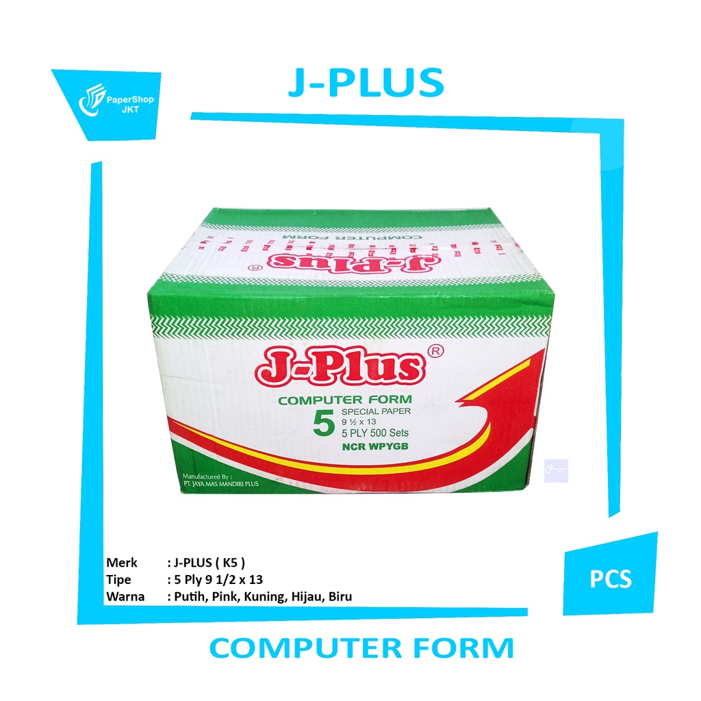 Jual J-PLUS - Continous Form 9 1/2 x 13 5 Ply ( K5) NCR Kertas Komputer ...
