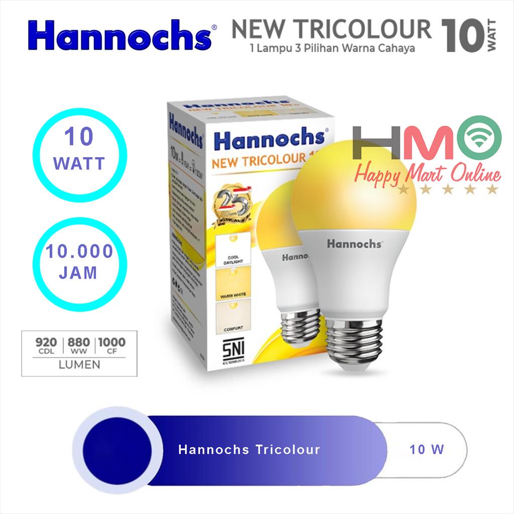 Jual Lampu LED Hannochs New Tricolour 10W 10 Watt Bohlam LED 3 Pilihan ...