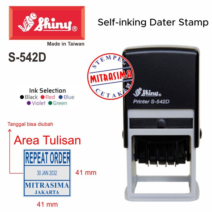 Jual Stempel Shiny S-542D ( S542D bujursangkar dengan tanggal Tipe S 542D ) | Shopee Indonesia