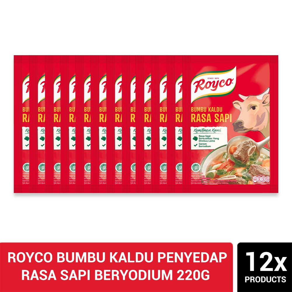Jual Royco Bumbu Kaldu Penyedap Rasa Sapi Beryodium 220g (Isi 12 ...