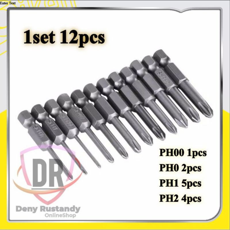 Jual Mata bor Obeng plus Magnet Magnetic 50mm 12pcs PH1 PH2 Anti Slip ...