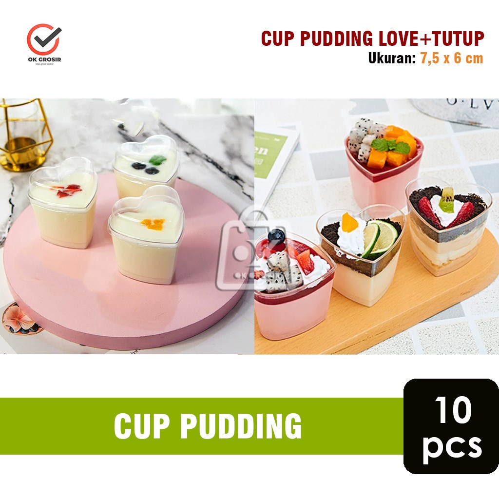 Jual Cup Pudding Dessert Love + Tutup (1 pack isi 10 pcs) | Shopee ...