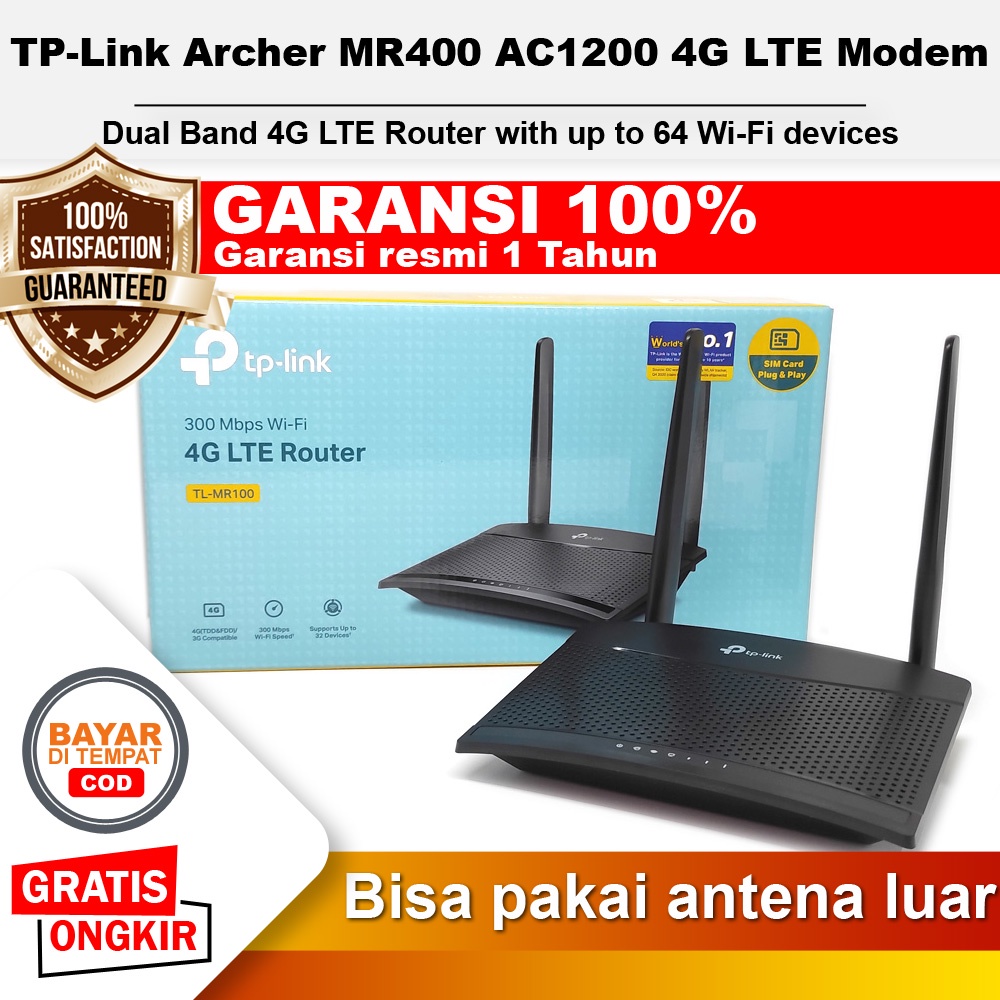 Jual TP-Link Archer MR400 AC1200 4G LTE Modem Wifi Router Dual Band ...