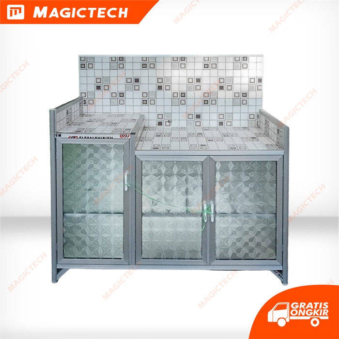 Jual RAK KOMPOR ALUMINIUM KACA 120cm POLOS TINGGI RENDAH | Shopee Indonesia