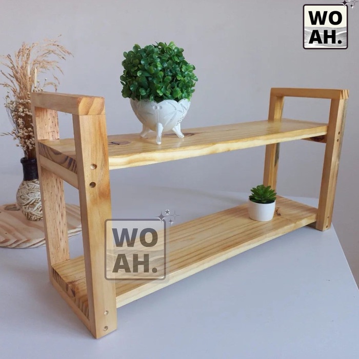 Jual Rak Kayu 2 Tingkat Serbaguna Multifungsi Wood Rack | Shopee Indonesia