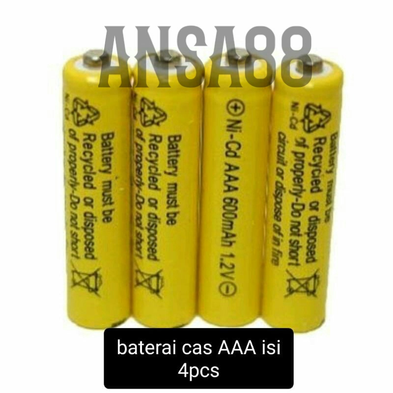 Jual paket baterai cas AAA isi 4pcs baterai AAA cas 600mAh Ni-Cd 1,2V ...