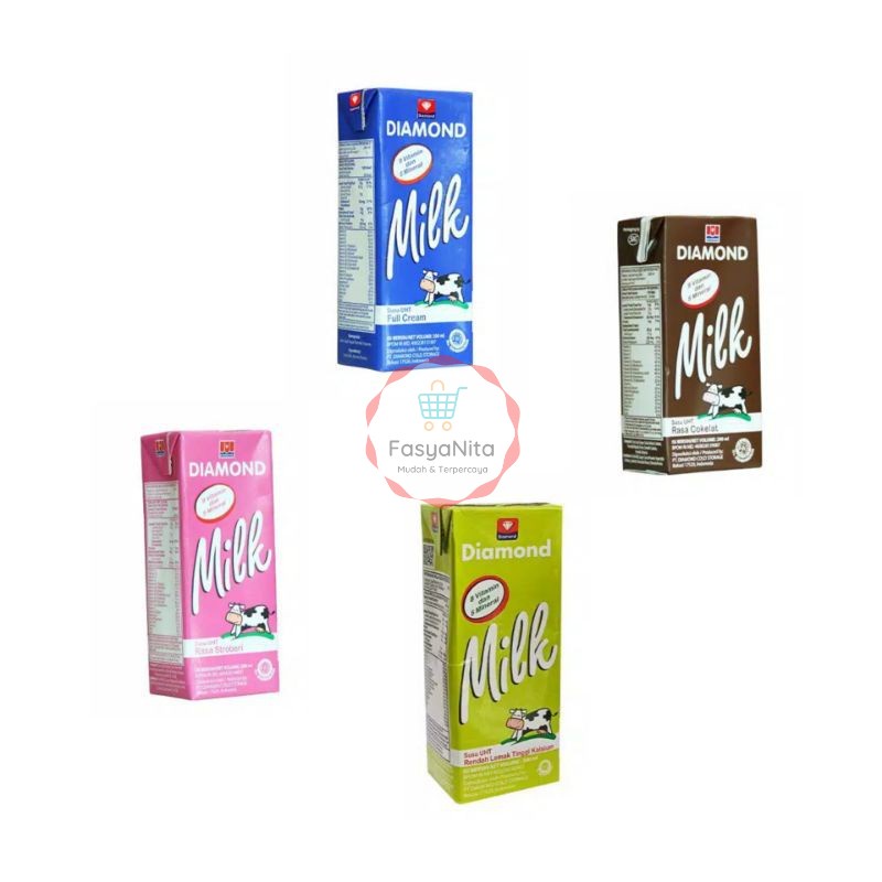 Jual [200ML] DIAMOND SUSU UHT RASA COKLAT STROBERI FULL CREAM RENDAH LEMAK 200 ML | Shopee Indonesia