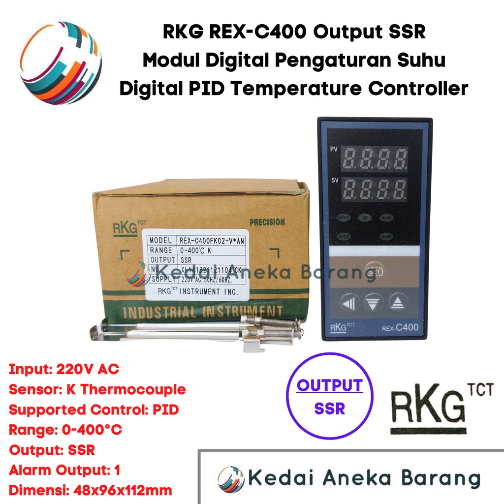 Jual PID Rex RKG C400 Rex-C400 Output SSR 220V AC 0-400C 400C Module Modul Digital Temperature ...