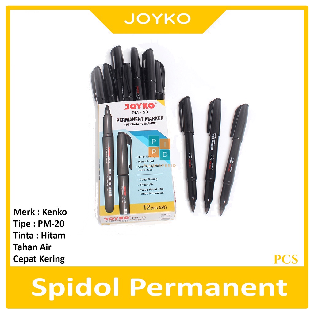 Jual JOYKO - Spidol Permanent Marker PM-20 Hitam - Pcs | Shopee Indonesia