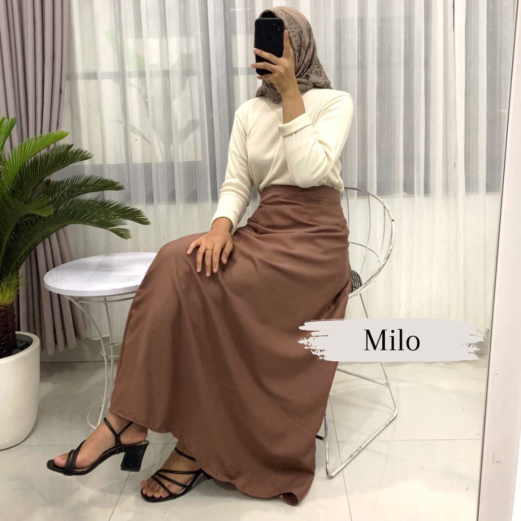 Jual ROK POLOS A LINE / ROK SHAKILA / Flare A-line korean stlye | ROK A ...