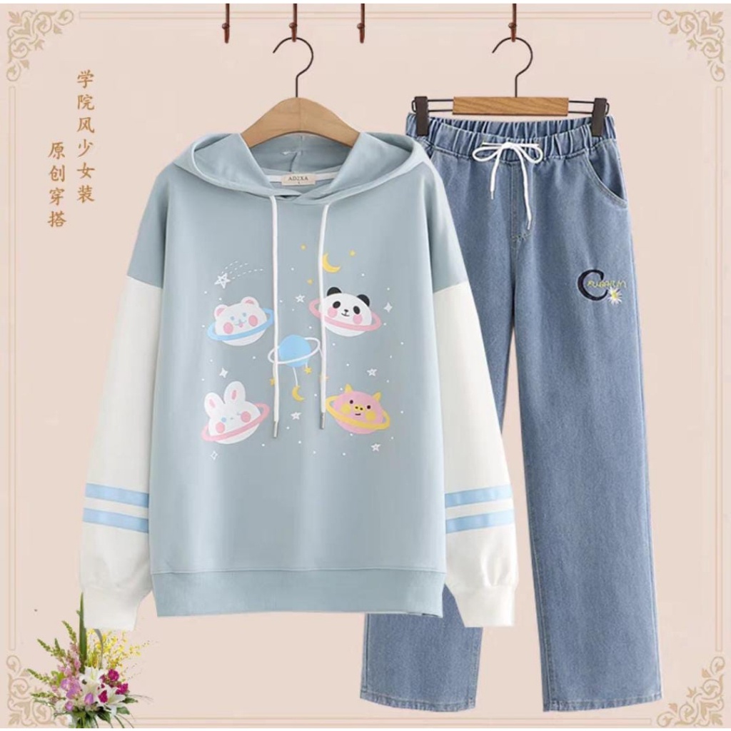 Jual HOODIE HODIE HODI WANITA PLANET PANDA CUTE SWEATER LIST ATASAN ...