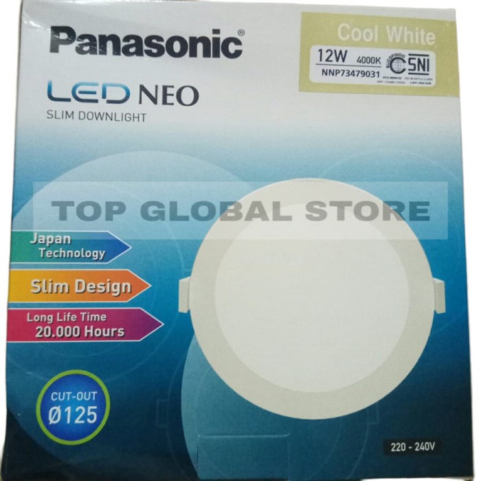 Jual Lampu LED neo slim downlight bulat 12W 4000k ( natural ) Panasonic ...