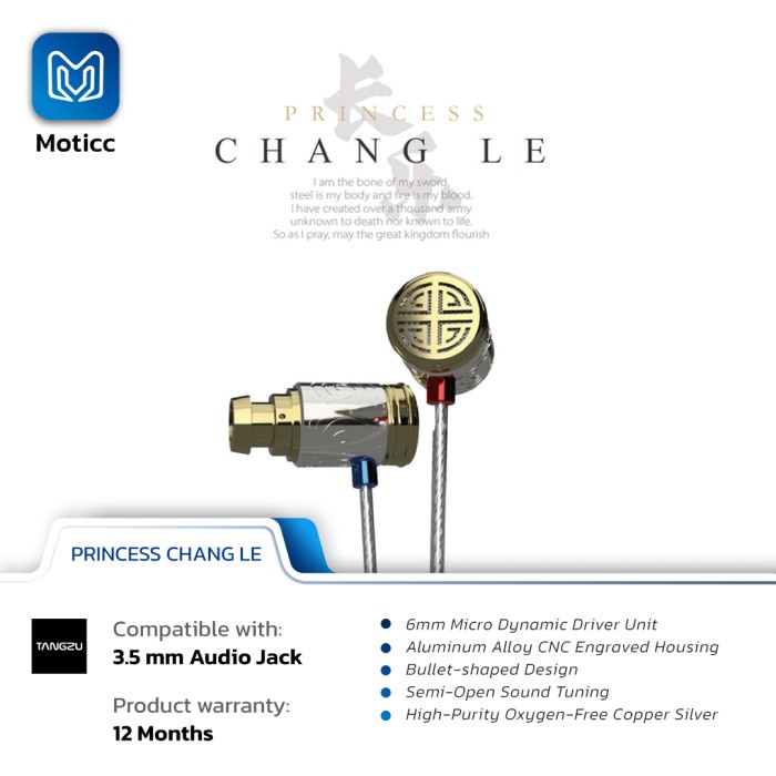 Jual TANGZU Princess CHANGLE In Ear Monitor Earphone alt Waner Wan Er ...