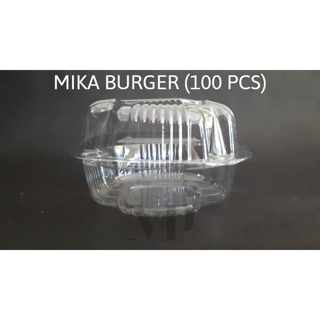 Jual Isi 100 pcs Plastik Mika Burger Box Wadah Kotak Tempat Roti ...