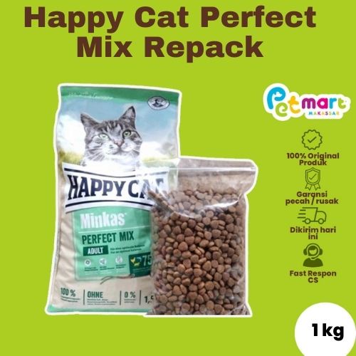 Jual Makanan Kucing Kering Dewas Happy Cat Minkas Perfect Mix Repack ...