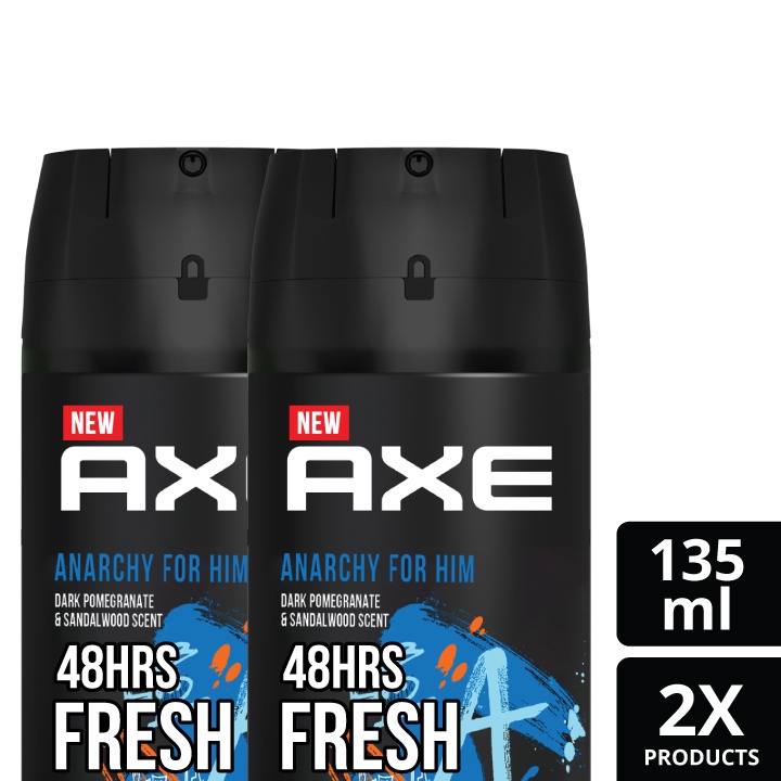 Jual AXE MEN DEODORANT BODY SPRAY ANARCHY FOR HIM 135ML x 2 | Shopee ...