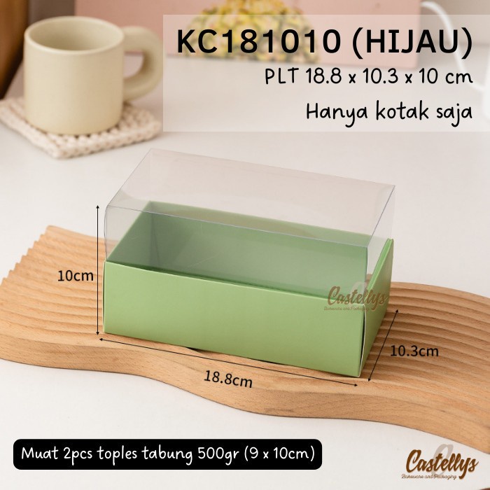 Jual 10 Pcs Kotak Box Mika KC181010 HIJAU Packaging Kue Bolu Lapis ...