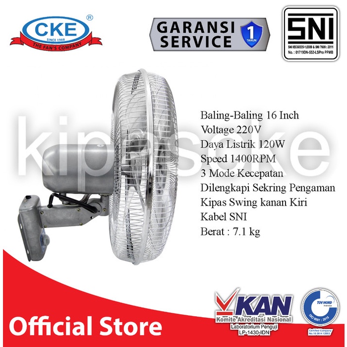 Jual KIPAS TEMBOK / CKE Wall Fan FB-TH 16 Inch Kipas Angin Dinding ...