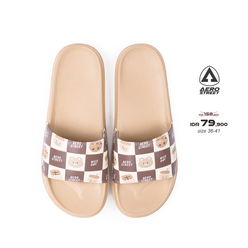 Jual Aerostreet 36-41 Cookies & Bear Coklat Muda - Sandal Sendal Selop ...