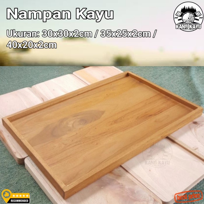 Jual Nampan kayu baki wooden seving tray full kayu Jati 30cm | Shopee ...