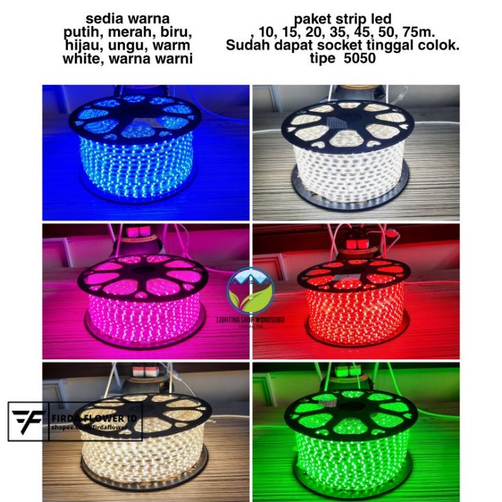 Jual Lampu selang led strip 5050 paket 10 METER siap pakai lampu ...