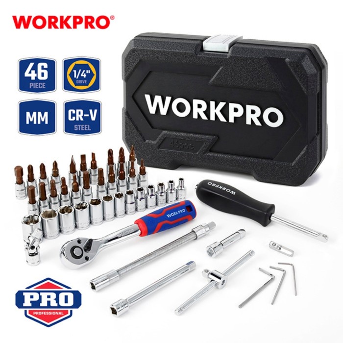 Jual WORKPRO WP202540 Socket Set 46pc 1/4" | Shopee Indonesia