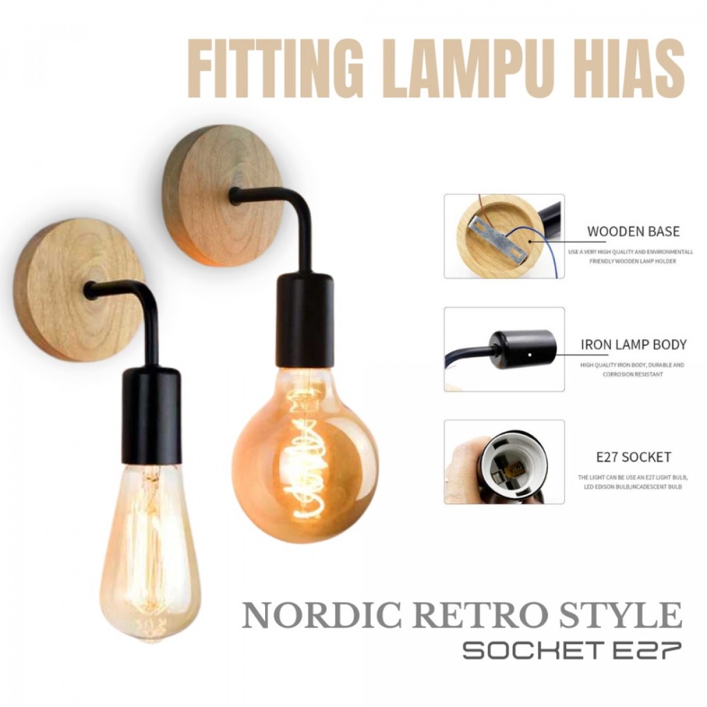 Jual YNL Fitting Lampu Hias Dinding Minimalis Nordic Retro Style Socket ...