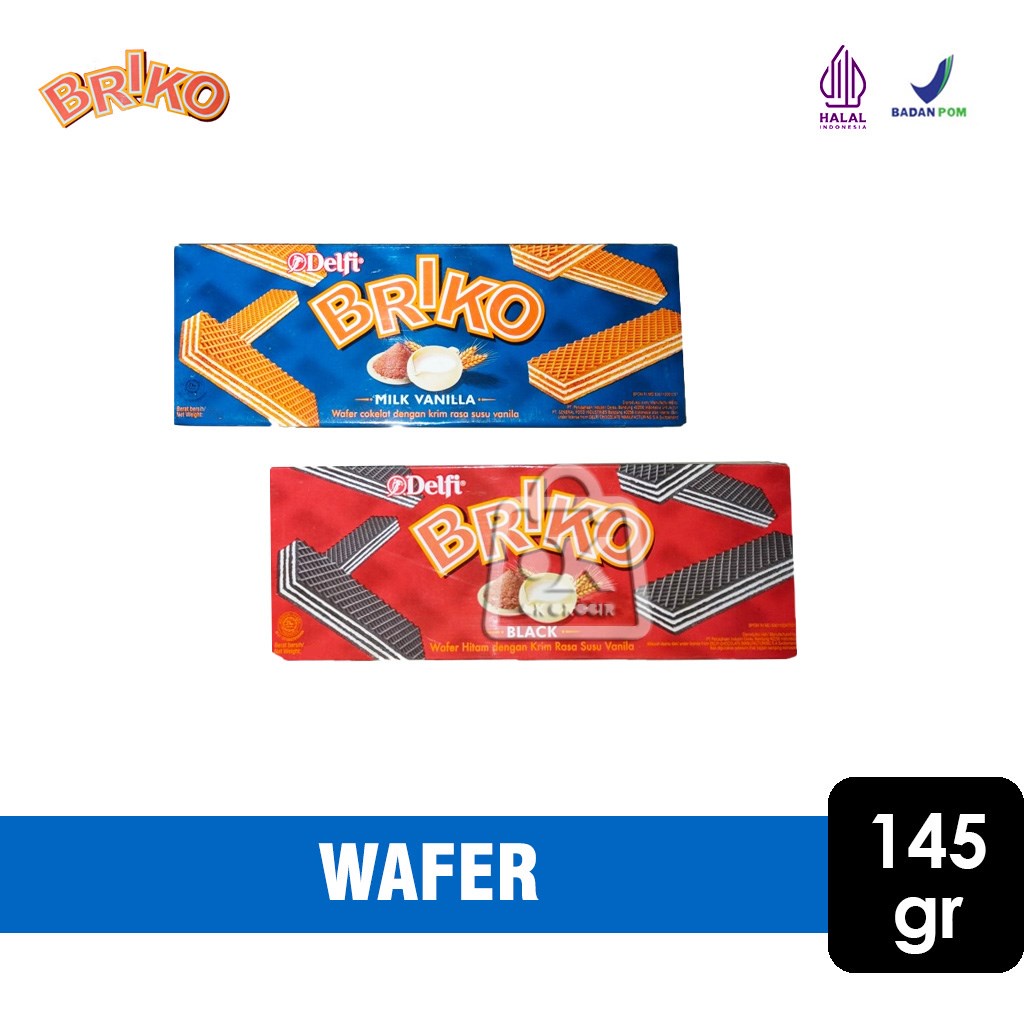 Jual Wafer Briko Delfi / Black / Milk Vanilla Snack (145 gr) | Shopee ...