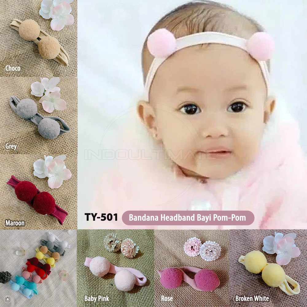 Jual Bando Bayi Pompom Bandana Bayi Perempuan Headband Baby Bandana ...