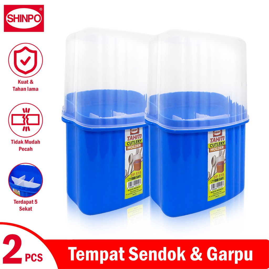 Jual Shinpo Combo 2 Tempat Sendok Plastik 5 Sekat Tahiti Cutlery Holder ...