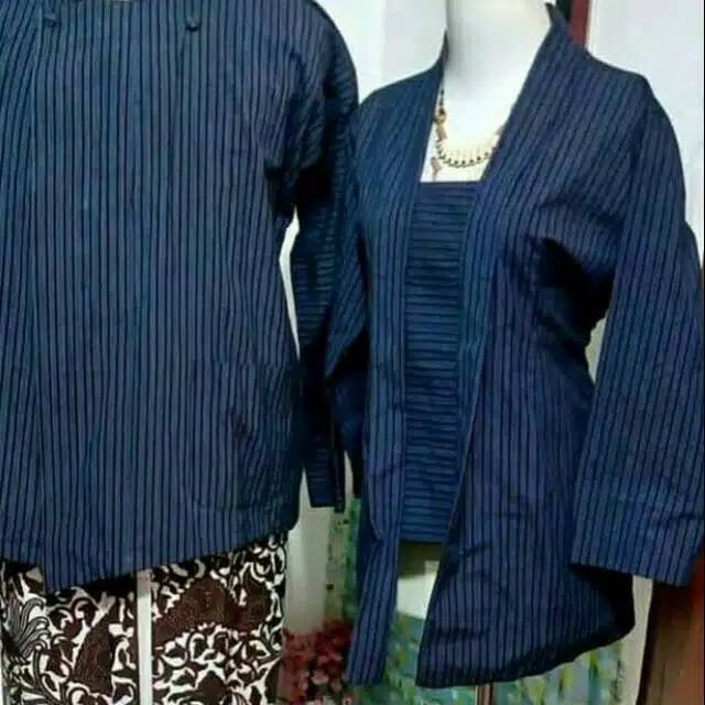Jual Kebaya dan Sorjan BAJU SURJAN & KEBAYA LURIK BIRU || BAJU ADAT JAWA Lurik | Shopee Indonesia