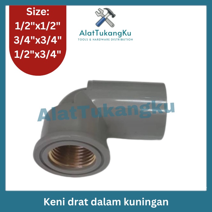 Jual Keni knee drat dalam kuningan 1/2 1/2 x 3/4 3/4 inch Faucet sock kuningan elbow knie ...