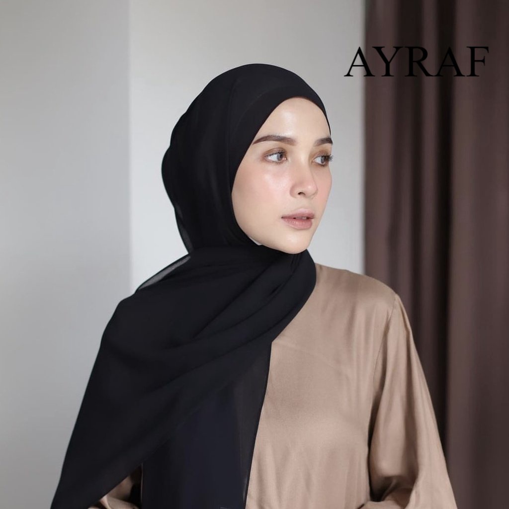 Jual COD kerudung hijab pashmina ceruty bebydoll warna hitam/hijab pasmina ceruty bebydoll warna ...