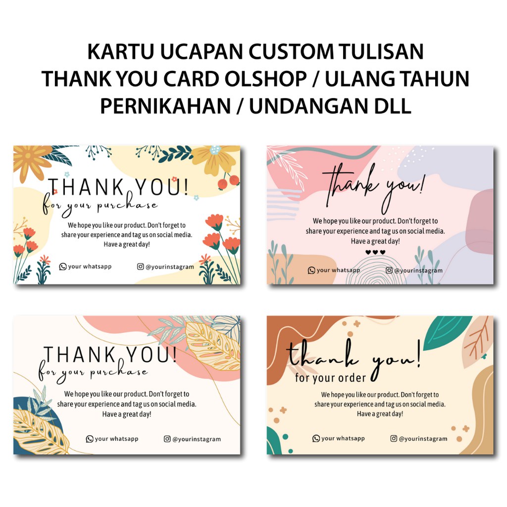 Jual [100 pcs] Kartu Ucapan custom - Thanks Card - Gift Card - Thank you card - Kartu ucapan ...