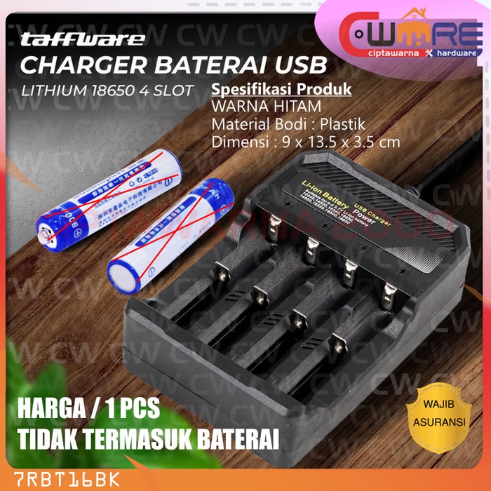 Jual Alat Cas Charger Baterai USB Lithium 18650 4 Slot Taffware - BDB ...